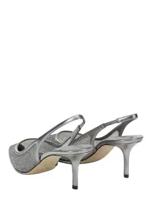 JIMMY CHOO Glittered Slingback Pumps - Silver