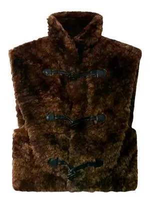 MARANT ETOILE Faux Fur Duffle Vest - Brown