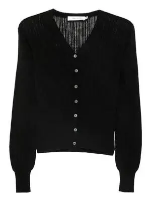 AYA MUSE Pointelle Knit Cardigan - Black