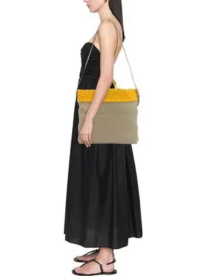 Bottega Veneta Intrecciato Trimmed Nappa Satchel - Yellow