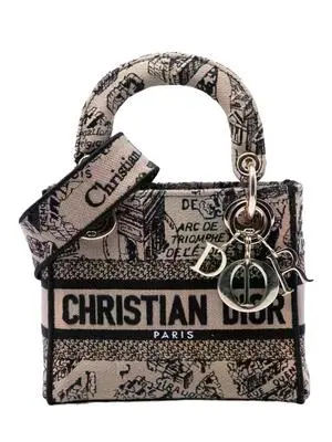 Dior 2023 Mini Embroidered Canvas Lady D Lite Satchel - Neutrals