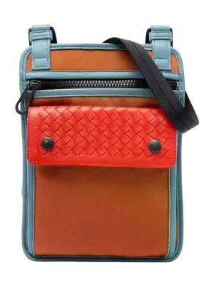 Bottega Veneta Nylon Crossbody Bag With Leather Trim - Orange