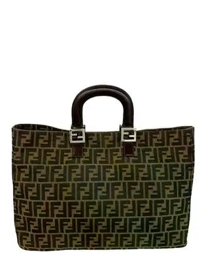 Fendi Large Zucca Canvas Twins Tote Bag - Brown