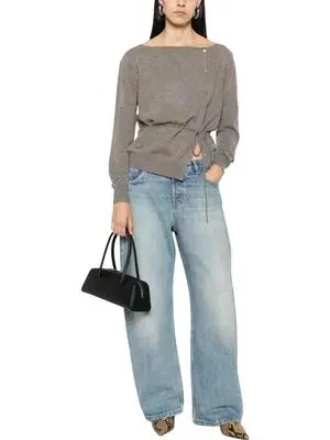ST. AGNI Asymmetric Front Button Cardigan - Neutrals