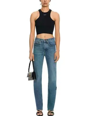 Off-White Off-White Off Stamp Ribbed Cropped Rowing Top Black