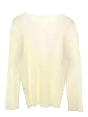 Issey Miyake Ivory Pleated Long Sleeve Top - Neutrals