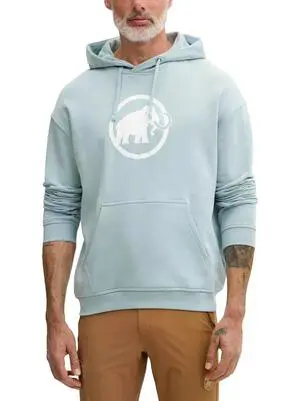 MAMMUT Logo Print Drawstring Hoodie - Blue