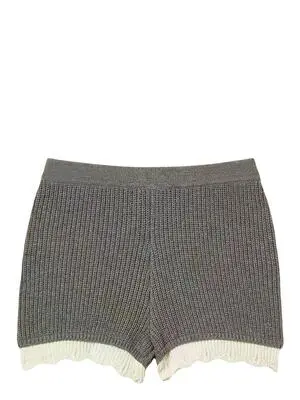 TWINSET Knitted Shorts With Scalloped Hem - Grey