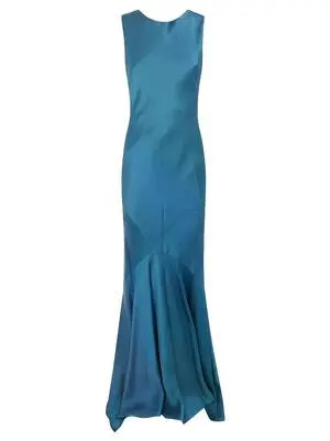 Max Mara Max Mara Satin-Crêpe Maxi Dress Blue