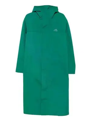 Balenciaga Hooded Logo Print Coat - Green