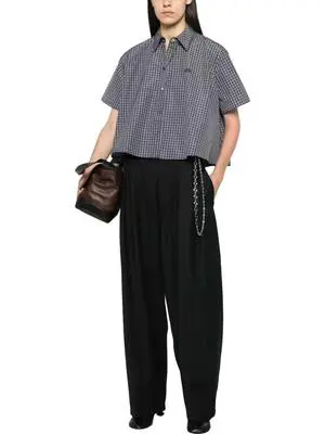 Loewe Checked Cropped Shirt - Black