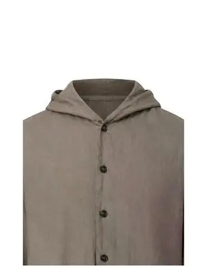 Emporio Armani Linen Drawstring Hem Hoodie - Brown