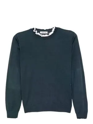 Undercover Crew Neck Sweater With Ruffled Trim - Blue