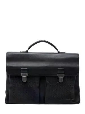 Bottega Veneta Intrecciato Trimmed Nappa Business Bag - Black