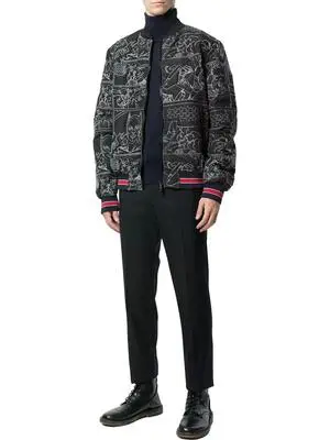 Iceberg Graphic Print Bomber Jacket - Black