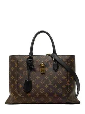 LOUIS VUITTON Monogram Canvas Flower Tote Satchel - Black