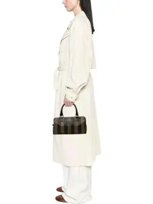 Fendi Pequin Coated Canvas Boston Bag - Black