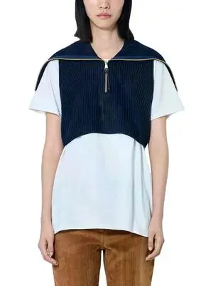 Moncler Ribbed-knit Zip-up Vest - Blue
