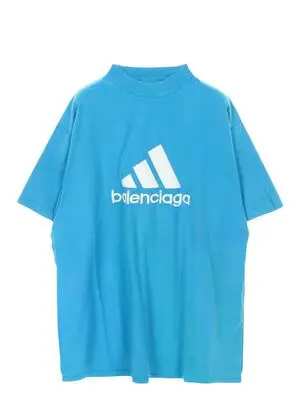 Balenciaga 2010s Logo-embroidered T-shirt - Blue