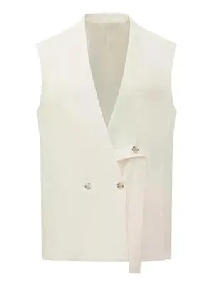BOSS Double-breasted Sleeveless Jacket - Neutrals