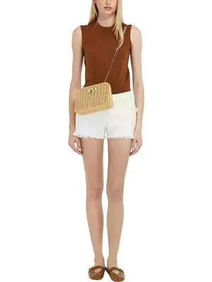 FERRAGAMO Diana Woven Clutch With Gancini Clasp - Neutrals