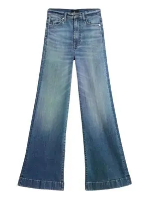 7 For All Mankind Faded Effect Wide-leg Jeans - Blue