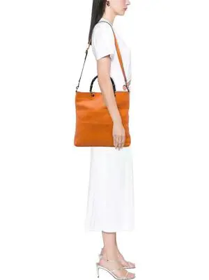 Gucci Leather Bamboo Shopper Tote Satchel - Orange