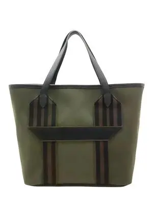 Hermès 2022 Toile Militaire And Clemence Taurillon Tote Bag - Green