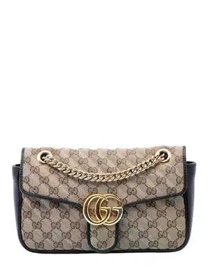 Gucci Gg Marmont Matelassé Diagonal Gg Canvas Shoulder Bag - Neutrals