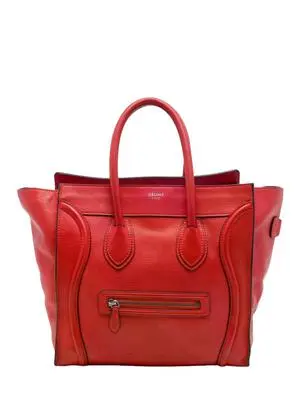 Celine Grained Calfskin Luggage Tote Bag - Orange