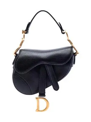 Dior Micro Goatskin Saddle Bag Satchel - Black