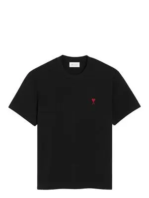 AMI Paris T-shirt With Red Heart Logo - Black