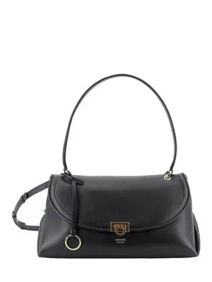 FERRAGAMO Leather Shoulder Bag With Gancini Detail - Multicolor