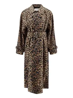 Saint Laurent Double-breasted Animal Print Trench Coat - Multicolor