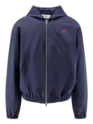 Celine Cotton Blend Hooded Jacket With Triomphe Embroidery - Multicolor