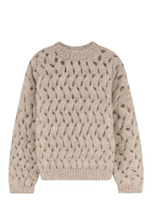 Brunello Cucinelli Perforated Sweater With Micro Sequins - Multicolor