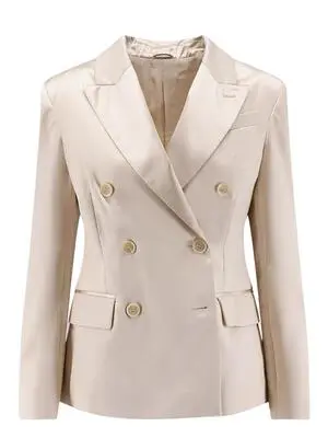 Brunello Cucinelli Double-breasted Silk Blazer - Gold