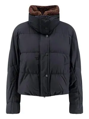 Brunello Cucinelli Down Jacket With Shearling Collar - Multicolor