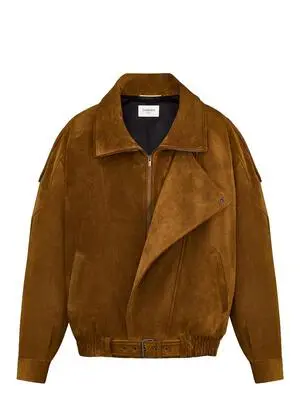 Saint Laurent Oversized Split-leather Jacket - Brown