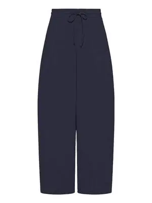 Max Mara Barrel Leg Technical Cotton Jersey Trousers - Blue