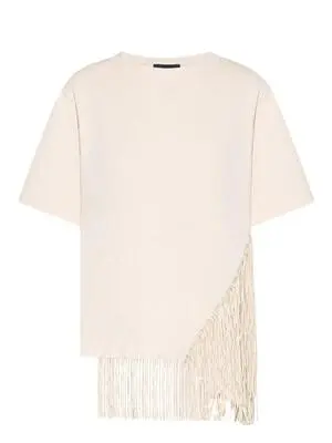 Sportmax Compact Jersey T-shirt With Fringes - Cream