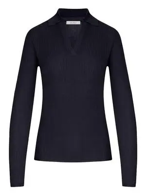 Max Mara Max Mara Cashmere And Silk Polo Sweater Blue