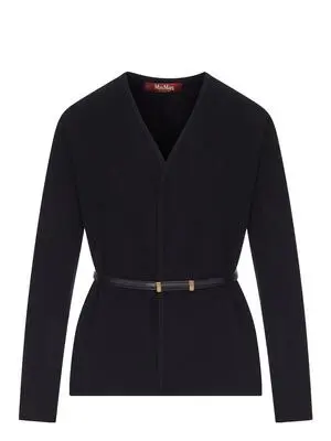 MAX MARA Max Mara Studio Wool Cardigan With Leather Accents