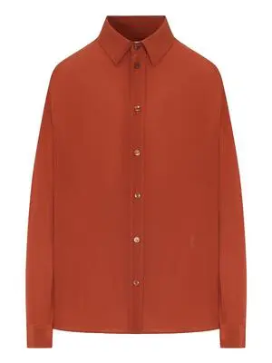 Saint Laurent Silk Shirt With Embroidered Logo - Multicolor