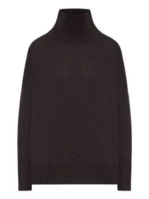 LISA YANG Heidi Ribbed Turtleneck Sweater In Cashmere Wool - Brown