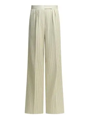 Max Mara Striped Cotton Trousers - White