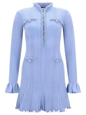SELF-PORTRAIT Beaded Mini Dress - Blue