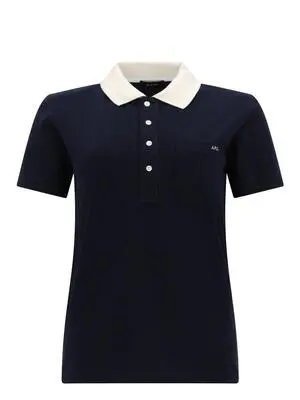 A.p.c. Polo Shirt With Contrasting Collar And Logo Detail - Blue