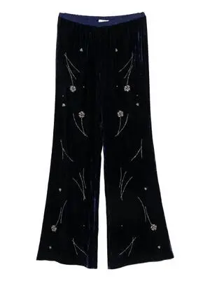 FORTE_FORTE Embroidered Velvet Trousers - Blue