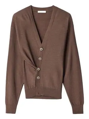LEMAIRE Wool Blend Twisted Cardigan - Brown